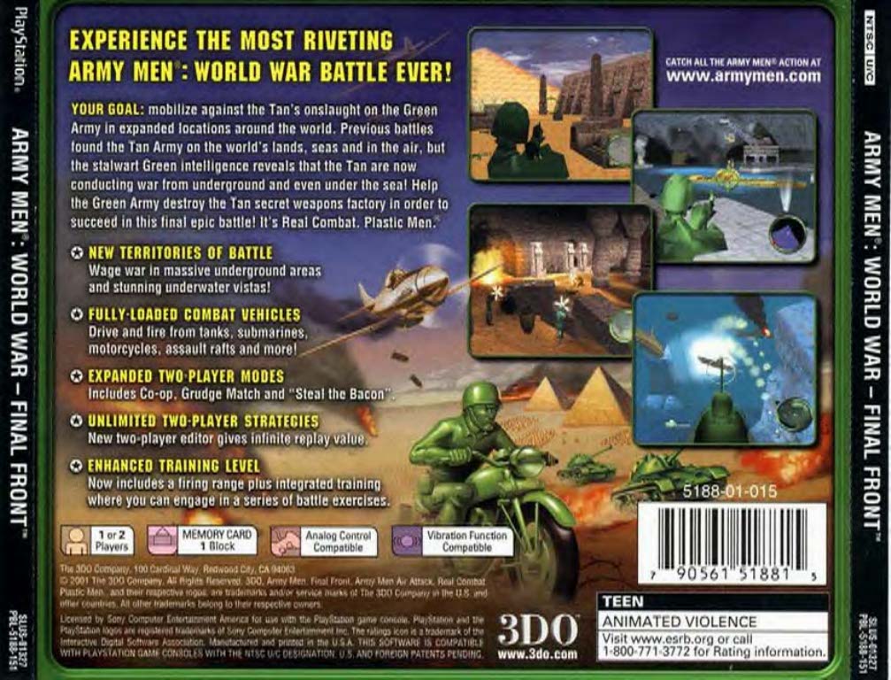 Army Men World War Final Front PAL PSX BACK | Playstation Covers ...