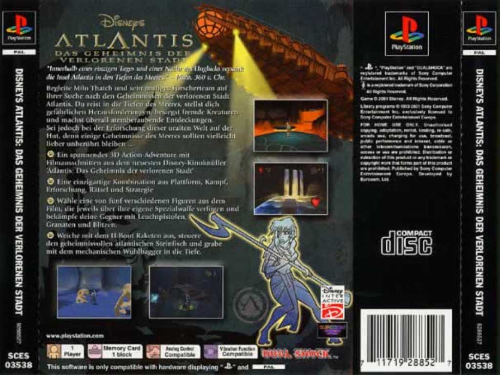 Atlantis Das Geheimnis Der Verlorenen Stadt PAL PSX BACK | Playstation ...