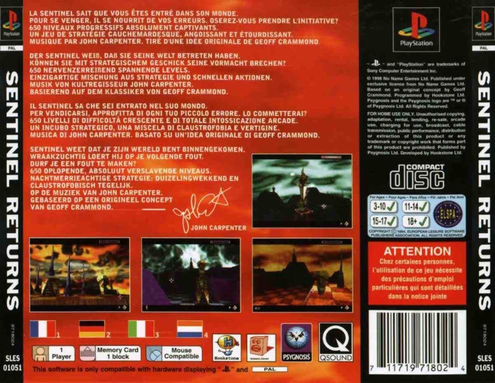 Sentinel Returns PAL PSX BACK | Playstation Covers | Cover Century ...