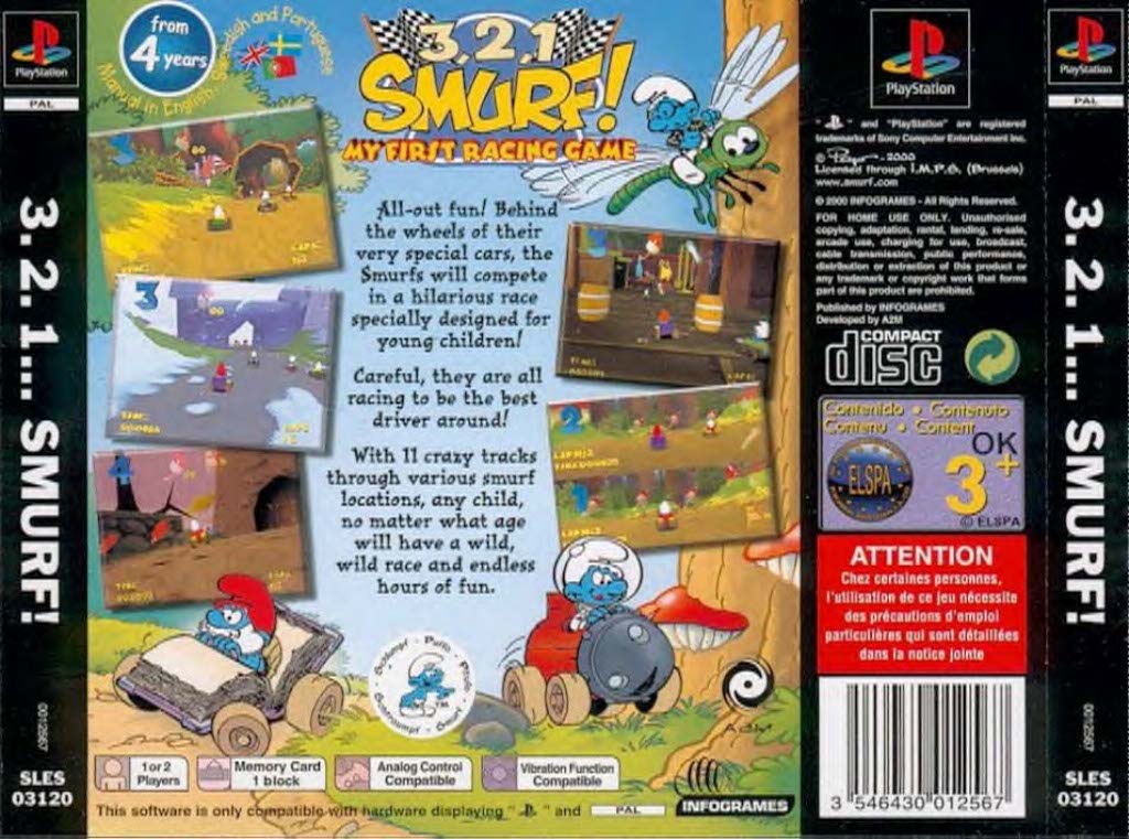 Smurf 321 My First Racing Game PAL PSX BACK | Playstation Covers ...