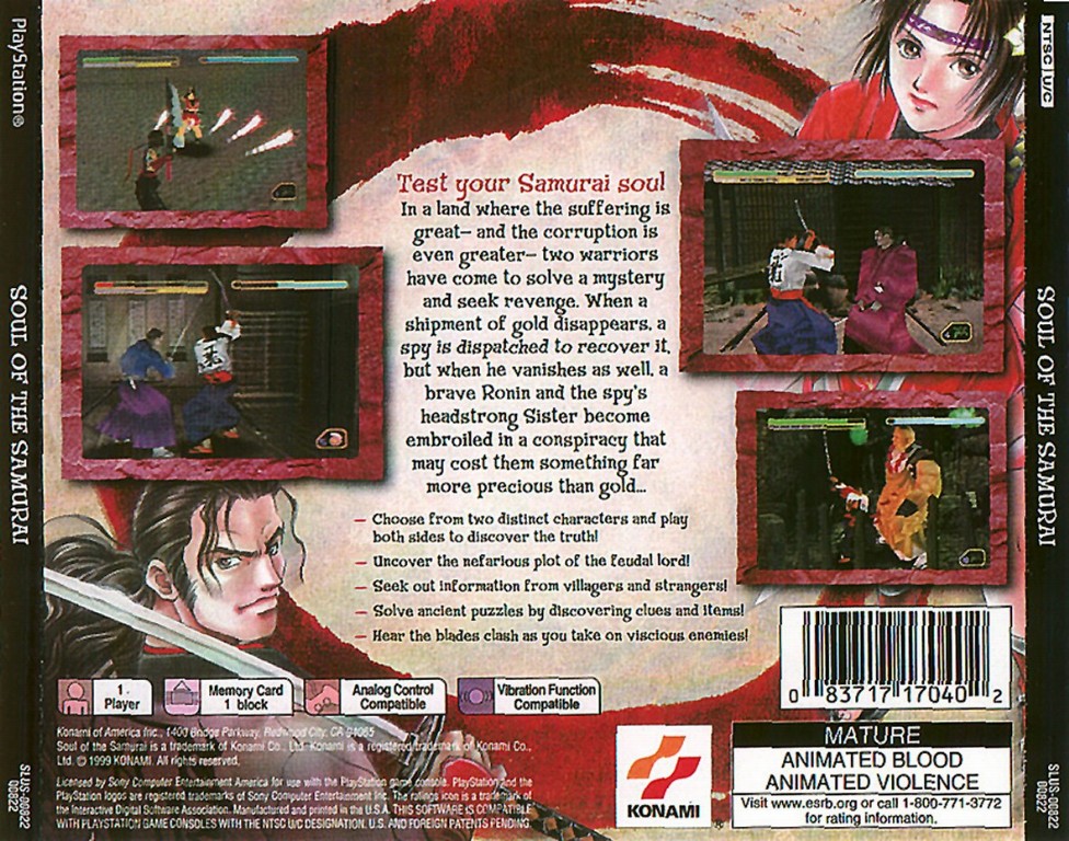 Soul of the samurai ps1 store