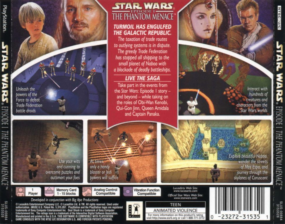 Star Wars Episode 1 The Phantom Menace NTSC PSX BACK | Playstation ...