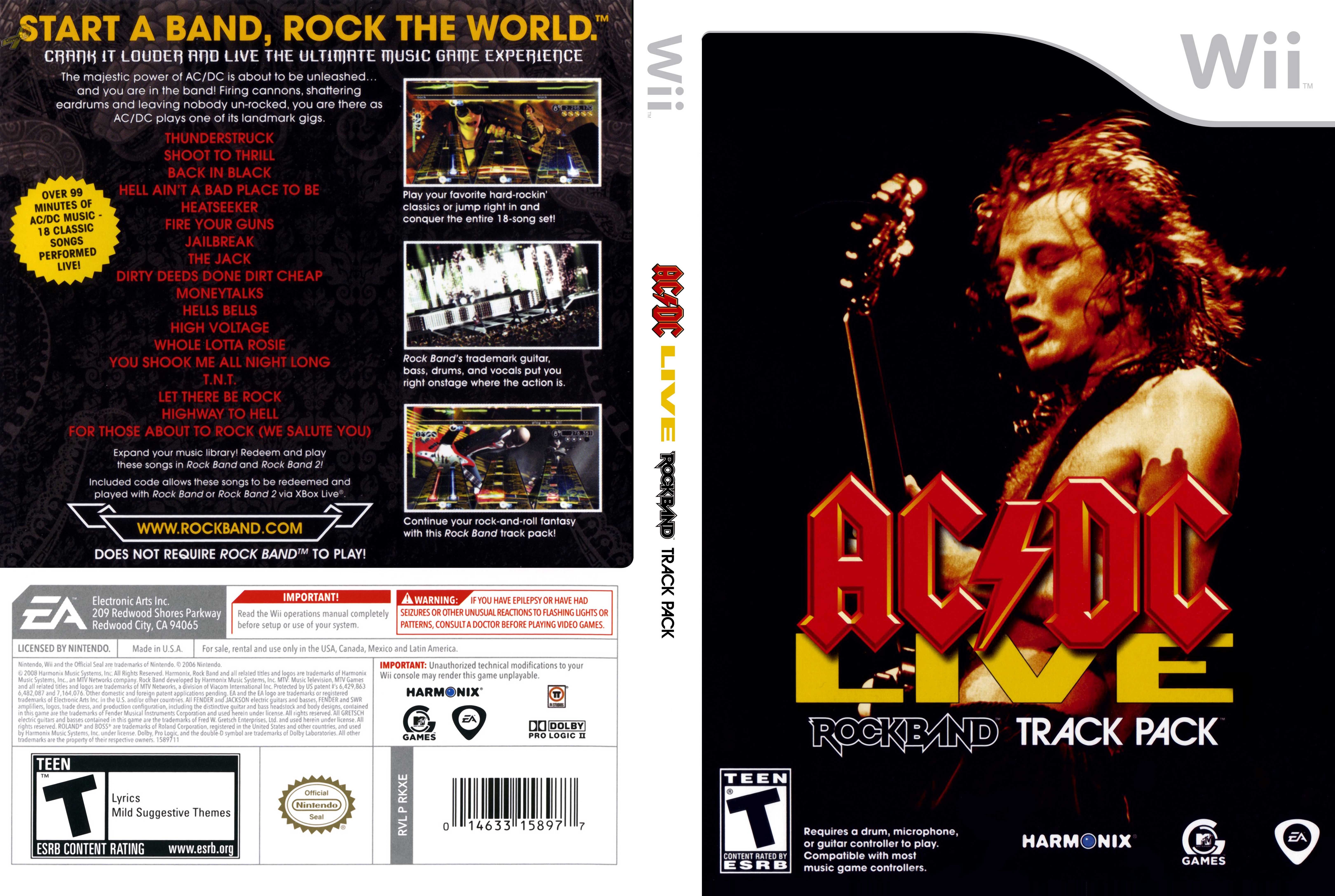 Acdc Live Rock Band Track Pack PAL Wii FULL1 | Wii Covers | Cover Century | Over 1.000.000 Album ...