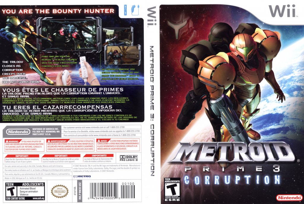 Metroid Prime 3 Corruption DVD NTSC f | Wii Covers | Cover Century ...