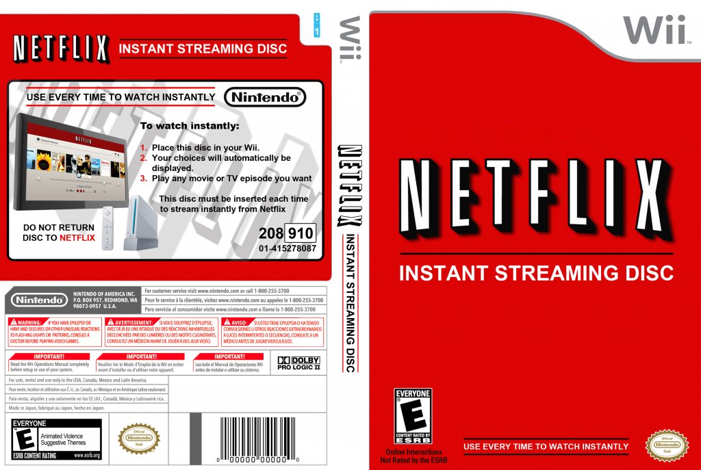 Netflix Instant Streaming Disc DVD NTSC Custom Shenske f | Wii Covers ...