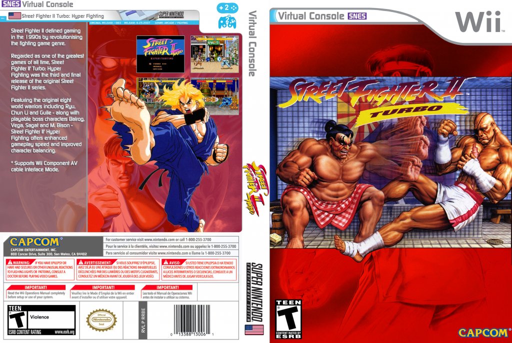 Street Fighter II Turbo Virtual Console SNES DVD NTSC Custom f1 Wii Covers Cover Century Over 1.000.000 Album Art covers for free