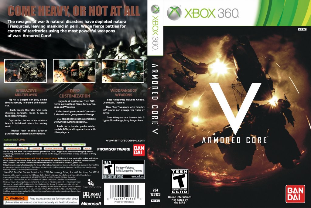 Armored Core V DVD NTSC Custom f | XBOX Covers | Cover Century | Over 1 ...