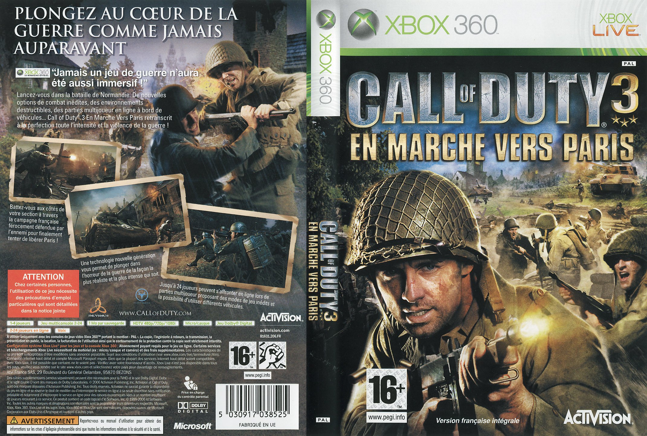 Call Of Duty 3 En Marche Vers Paris PAL XBOX360 FULL1 | XBOX Covers ...