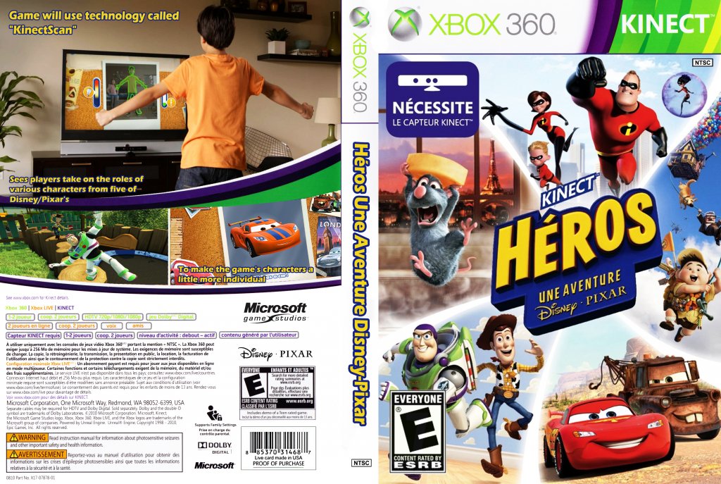 Kinect Heros Aventures Disney Pixar DVD NTSC Custom f | XBOX Covers ...