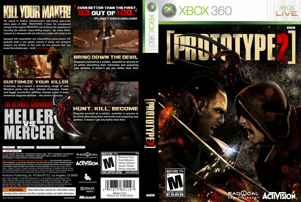 Prototype 2 DVD NTSC Custom f2 | XBOX Covers | Cover Century | Over 1. ...