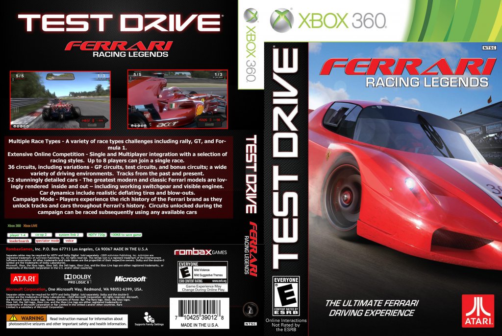 Test Drive Ferrari Racing Legends DVD NTSC Custom f | XBOX Covers ...